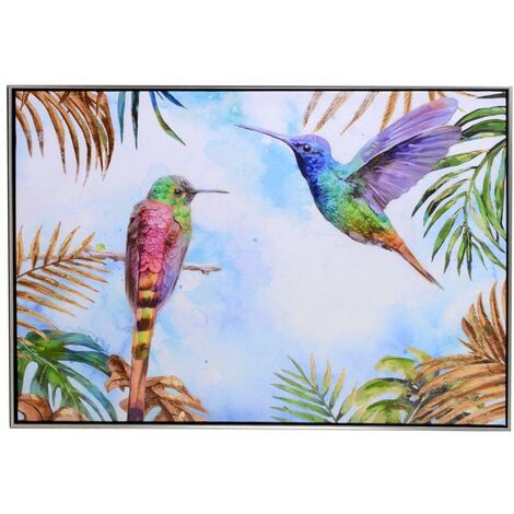 Quadro dipinto colibri cm 92x62x4