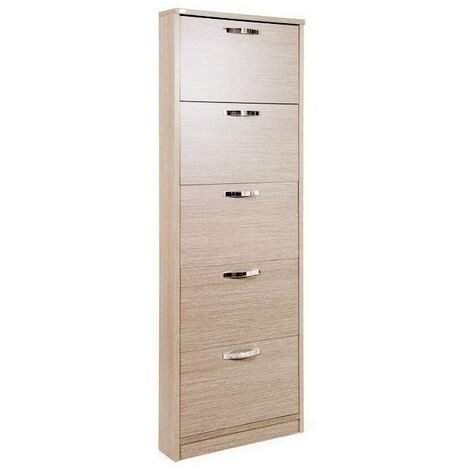 Scarpiera Slim in legno nobilitato 5 ribalte olmo cm 180x65x15