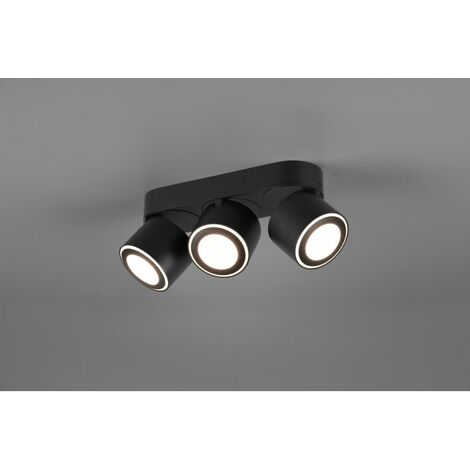 Plafone 3 Spot Led Doppia Emissione L27 cm Taurus Nero Trio Lighting