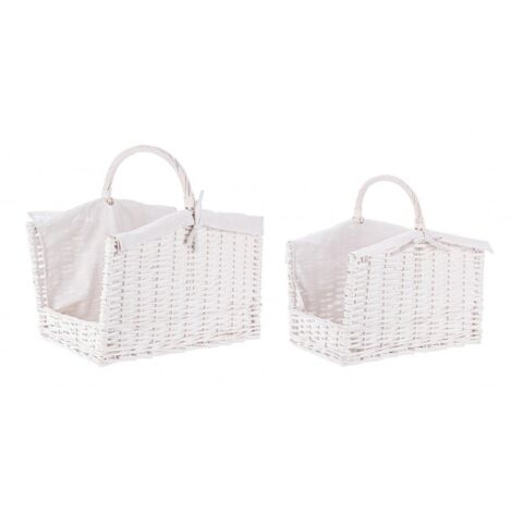 2x Cesta legna bianco 44x30x42h, 50x37x47,5h