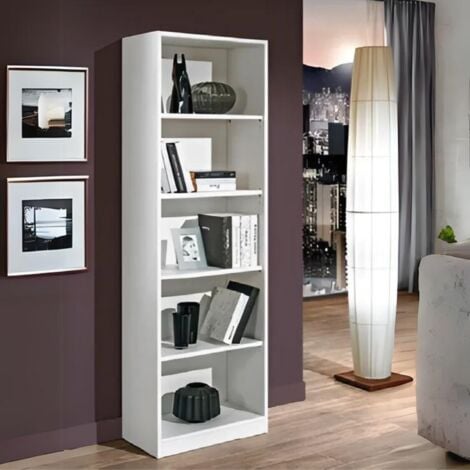 Libreria bianca 60x186x33 cm con 5 ripiani
