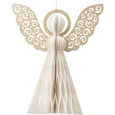 Pendente angelo in carta 15x12.5 cm bianco