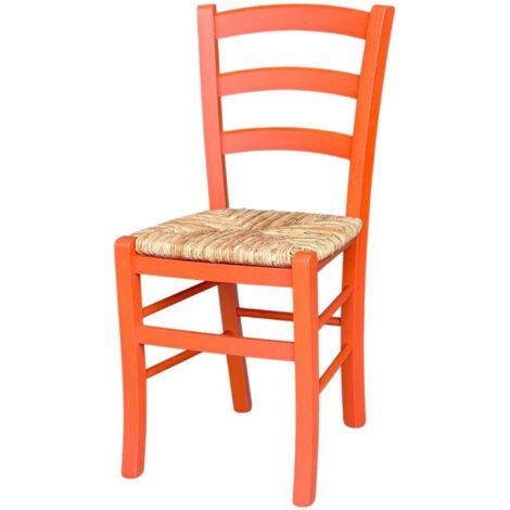 2x Sedia Venezia colore anilina arancio in legno di faggio con seduta ...