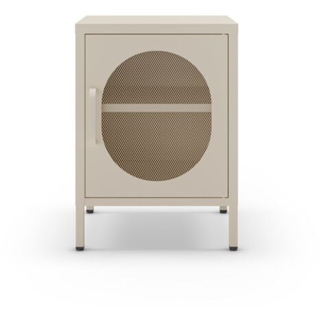 Comodino Diora in metallo con 1 anta colore crema