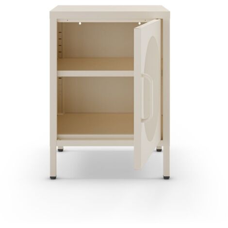 Comodino Diora in metallo con 1 anta colore crema