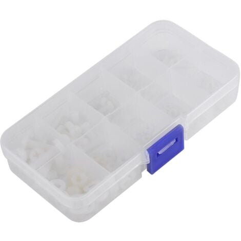 Eosnow,150pcs Coffret de Vis Boulons Écrous Noix Rondelles Assortiment Kit en Nylon Blanc M2 M2 ...