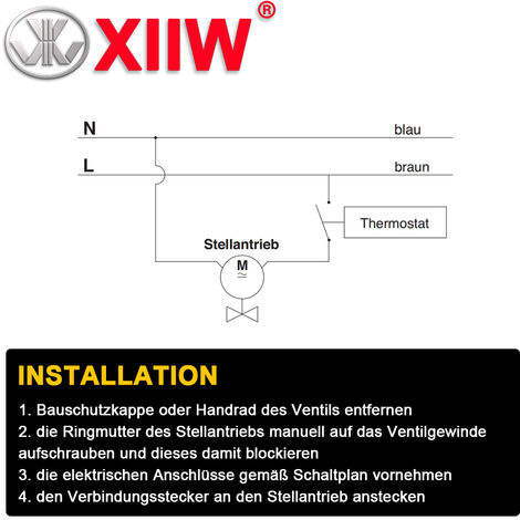 4x Stellmotor Fussbodenheizung 230v Thermischer Stellantrieb stromlos geschlossen NC M30x1,5 ...
