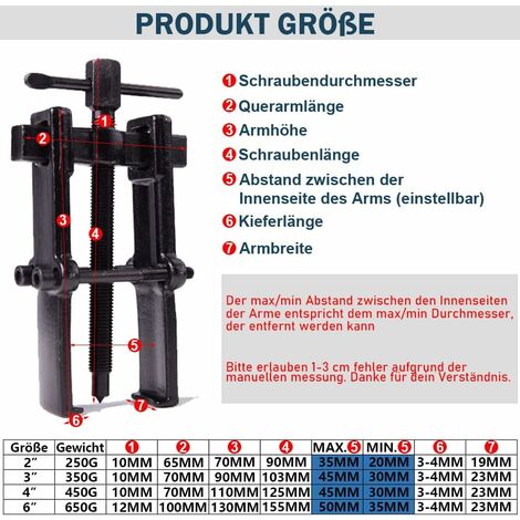 4 Lagerabzieher 35-90mm mit 2 Backen Kugellager Abzieher Einstellbare ...