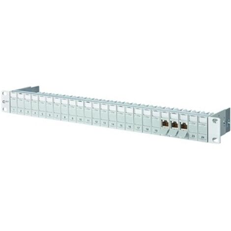 Metz Connect E-DAT modul 24x8(8) 1HE Patchfeld Cat.6A, lichtgrau 130920-E