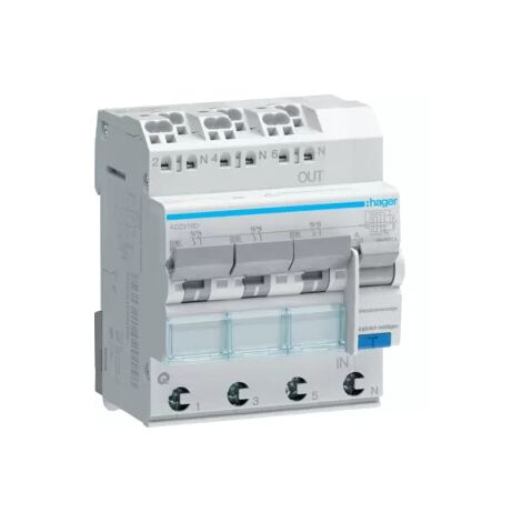 Hager FI-LS 3X 1P+N 6kA B-16A 30mA Typ A QC ADZ316D