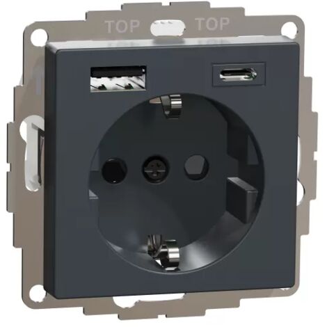 Merten Schuko Steckdose mit USB Ladegerät Anthrazit System M MEG2367-0414