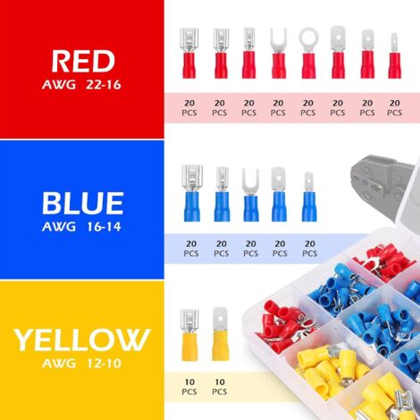 Cosses Et Kits, 280 Pièces, Cosses Electriques pour Voiture, Cosse Electrique Isolée ...