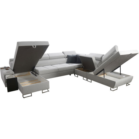 Großer multifunktionaler Eckschrank Morena X, Kunstleder/Uttario Velvet ...