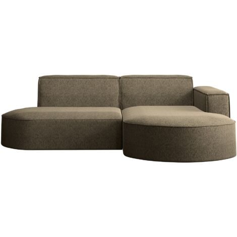 Ecksofa, Sofa L form, Couch L form MODENA L STUDIO stoff Neve Braun Rechts