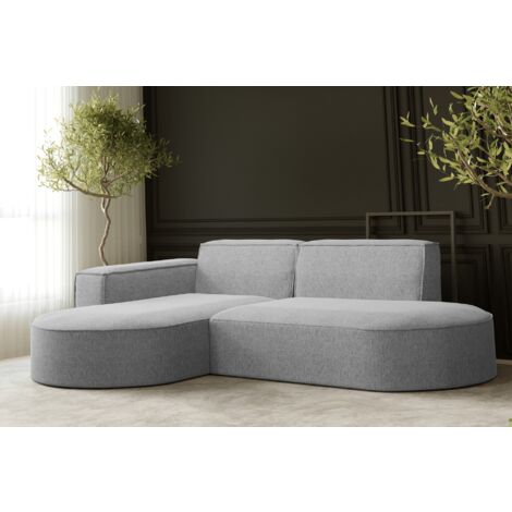 Ecksofa, Sofa L form, Couch L form MODENA L STUDIO stoff Neve Grau Links