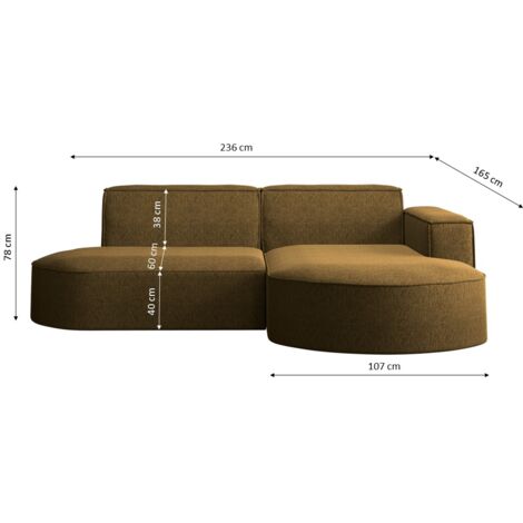 Ecksofa, Sofa L form, Couch L form MODENA L STUDIO stoff Neve Hellbraun ...