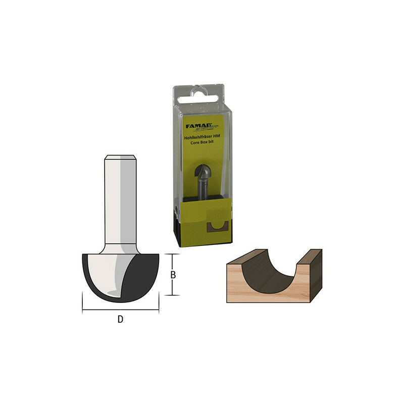 Fraise profil gorge D. 6 mm Ht. 6 mm R. 3 Lt. 32 mm Queue 8 mm - ..@32