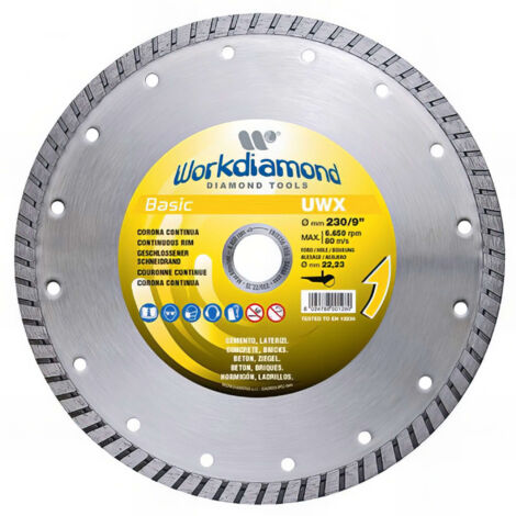 Disque diamant à jante continue cannelée UWX - D. 125 x Al. 22,23 x H ...