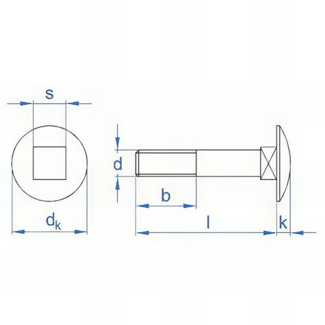 10 vis tête ronde M12 x 220 mm à collet carrées et écrou hexagonal, zingué
