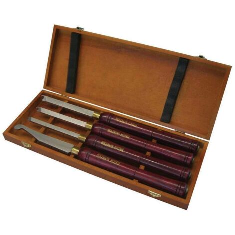 Coffret de 4 gouges de tournage anneaux prisonniers + racloir ADSRS4TLG - Holzmann