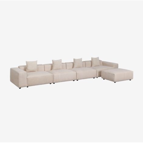 Sofá modular de 4 piezas con reposabrazos bajo y puff ↔︎480 cm Bruna SKLUM