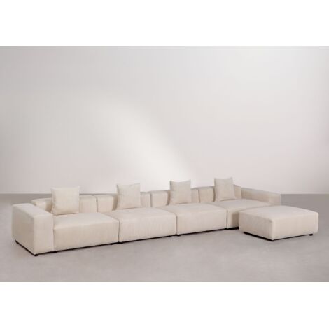 Sofá modular de 4 piezas con reposabrazos bajo y puff ↔︎480 cm Bruna SKLUM