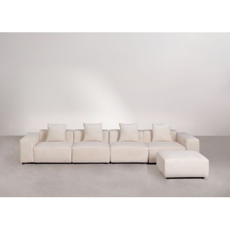 Sofá modular de 4 piezas con reposabrazos bajo y puff ↔︎400 cm Bruna SKLUM