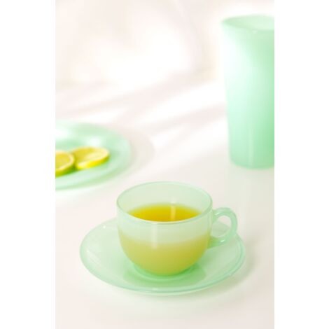 Pack de 4 tazas de café 15 cl con plato de vidrio Ainara SKLUM