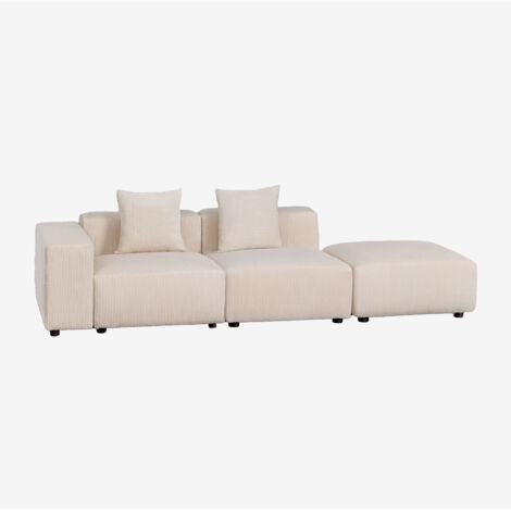 Divano modulare angolare sinistro a 2 pezzi con bracciolo basso e pouf ...