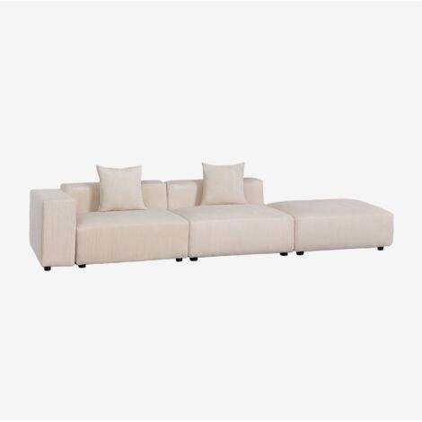 Divano modulare angolare sinistro a 2 pezzi con bracciolo basso e pouf ...