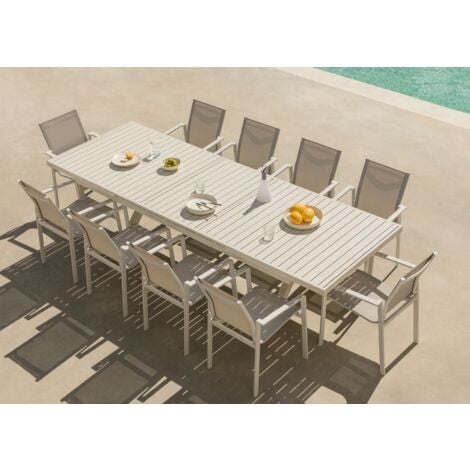 Ensemble table de jardin rectangulaire extensible en aluminium (240 ...