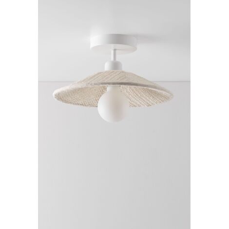 Sklum – Plafonnier en lin beige crème – Abat-jour 130cm – Douille E27 ...