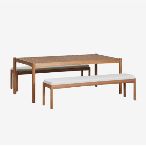 Ensemble table rectangulaire (200x100 cm) et 2 bancs de salle à manger ...