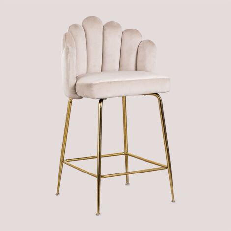 Lot de 4 tabourets hauts en velours Markina SKLUM ↑65 cm Beige Crème