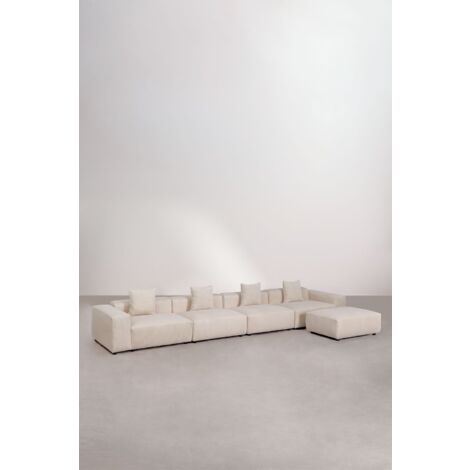 Canapé modulaire de 4 pièces avec accoudoir bas et pouf ↔︎480 cm Bruna ...