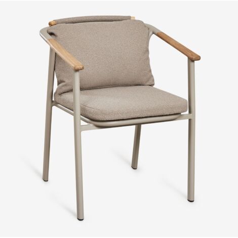 Lot de 4 chaises de jardin Yervin avec accoudoirs en aluminium et tissu ...