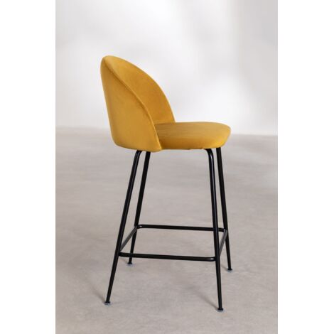 Pack de 4 tabourets hauts en velours Kana Design SKLUM ↑65 cm Moutarde Noir