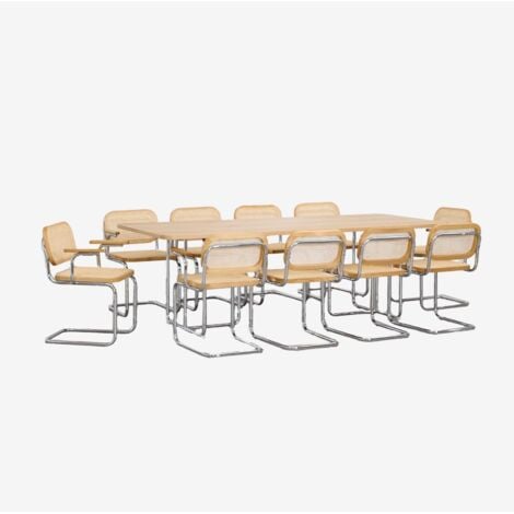 Ensemble de table rectangulaire 240x100 cm en MDF et acier inoxydable ...