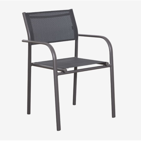 Pack de 2 chaises de jardin empilables avec accoudoirs en aluminium ...
