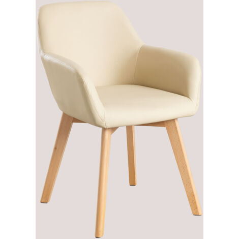 Chaise en similicuir avec accoudoirs Ervi Design SKLUM Beige Crème