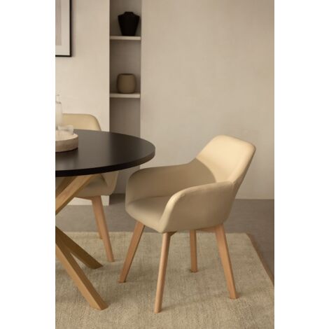 Chaise en similicuir avec accoudoirs Ervi Design SKLUM Beige Crème