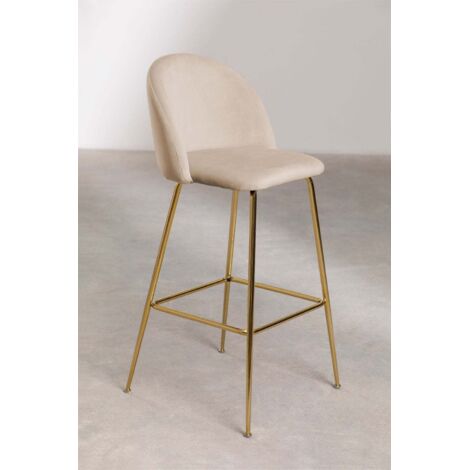 Tabouret haut en velours Kana Design SKLUM ↑75 cm Brun Blé Doré