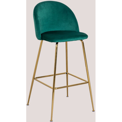 Tabouret haut en velours Kana Design SKLUM ↑75 cm Vert Jungle Doré