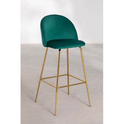 Tabouret haut en velours Kana Design SKLUM ↑75 cm Vert Jungle Doré
