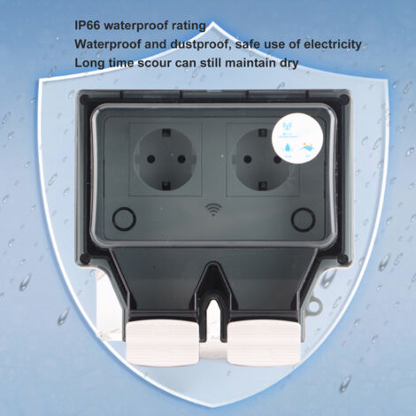 Prise de courant étanche extérieure IP66 étanche à la pluie murale électrique Wifi Smart Plug ...
