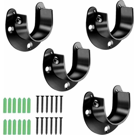 Support de tringle à vêtements ouvert en acier inoxydable 4pcs, bride ouverte noire de 25 mm un prix