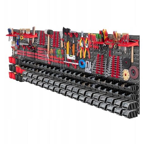 KADAX Werkzeugwandregal, aus Kunststoff, Rot&Schwarz, 232 x 78 cm, 176 tlg