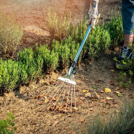 KADAX Rechen aus Metall, regulierbarer, 9 Zinken, 32 x 65 cm