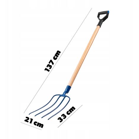 KADAX Heugabel aus Stahl, Gabel mit langem Stiel aus Holz, 4 Zinken