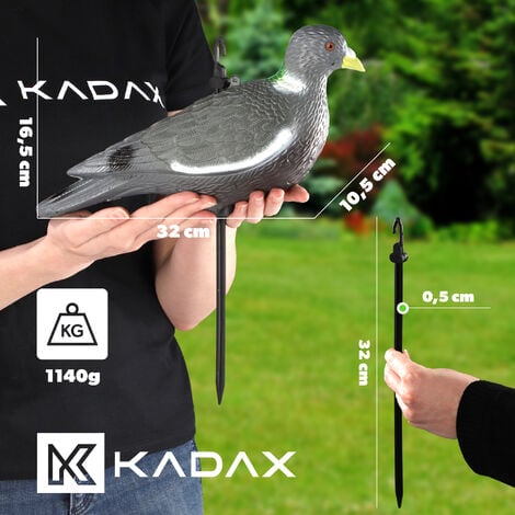 KADAX Taubenfigur mit Pflock, Abschreckvogel aus Kunststoff, Vogelabwehr